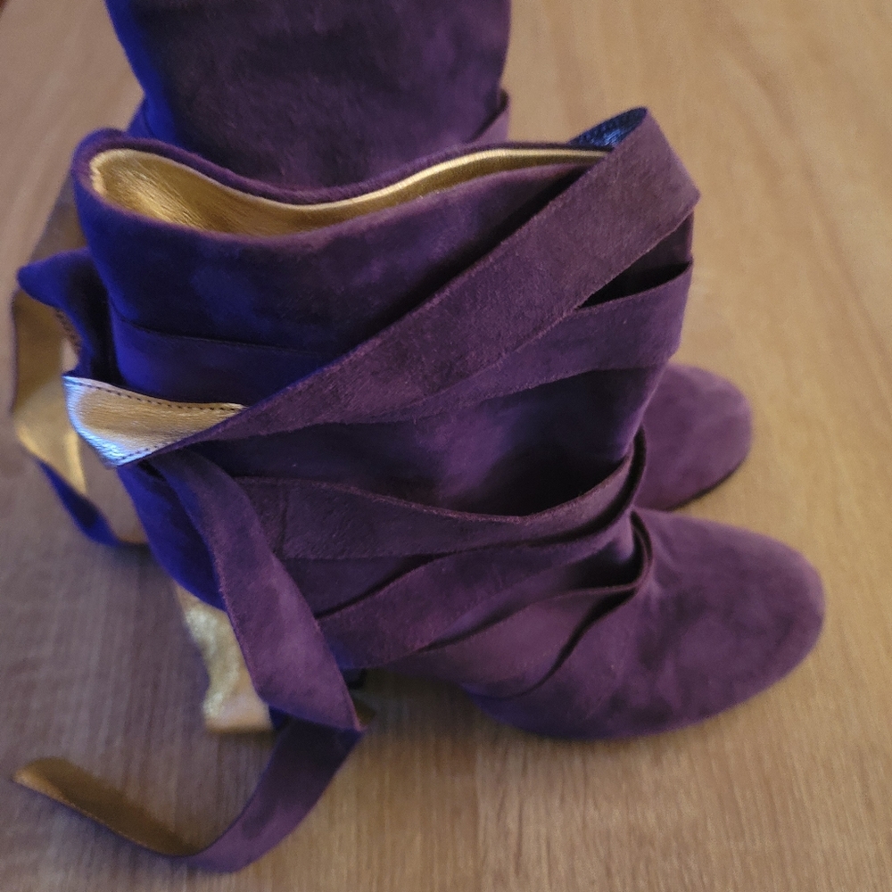 Marc Jacobs Purple & Gold Funky Ankle Boots - Gem